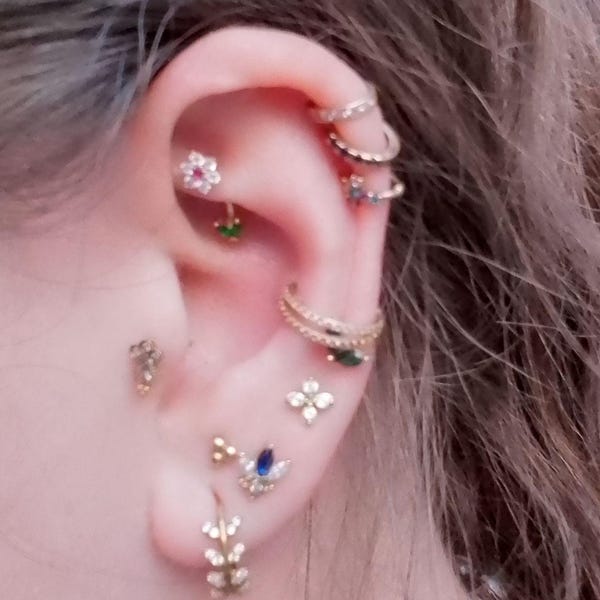 14k Solid Gold Dollar Sign Cartilage Earrings Money Stud Earrings ...