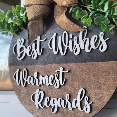 Best Wishes Warmest Regards Sign Trendy Sign 3D Letters Round Wooden ...