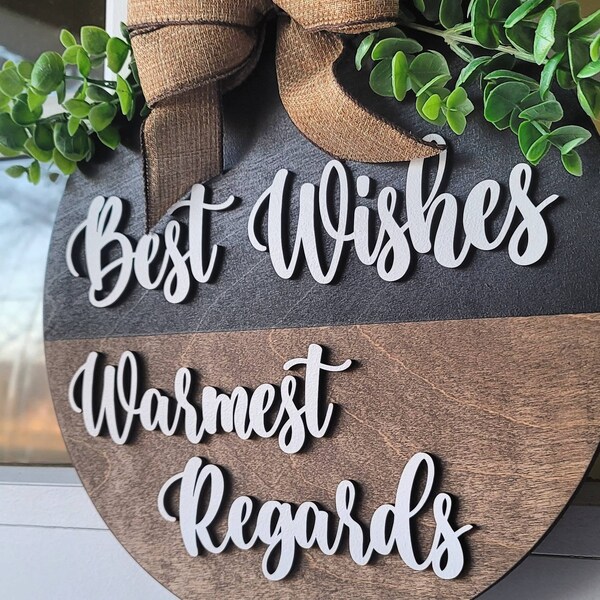 Best Wishes Warmest Regards Sign Trendy Sign 3D Letters Round Wooden ...
