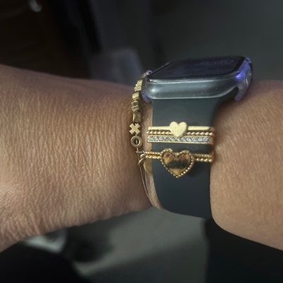 Smartwatch Band Silver Infinite Heart and Key Stackable Jewelry Ring ...