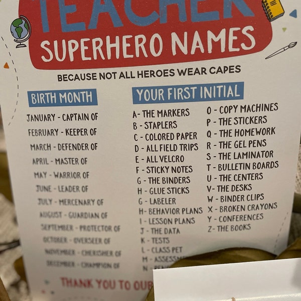 Teacher Appreciation Printable Sign | Super Hero Name Sign | Teacher ...