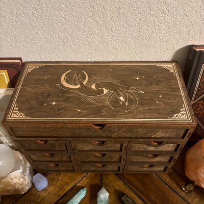 Crystal and Jewelry Organizer, 7 Drawer Box, Oracle Decks Storage Box ...