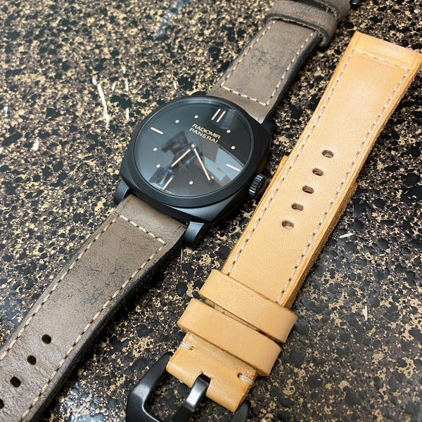 Light Brown Leather Handmade Watch Strap, Rally Watch Strap, 18mm 20mm ...