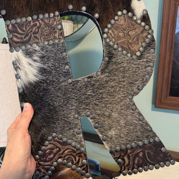 Cowhide Letters 18” - Personalized Western Wall and Shelf Decor *made ...