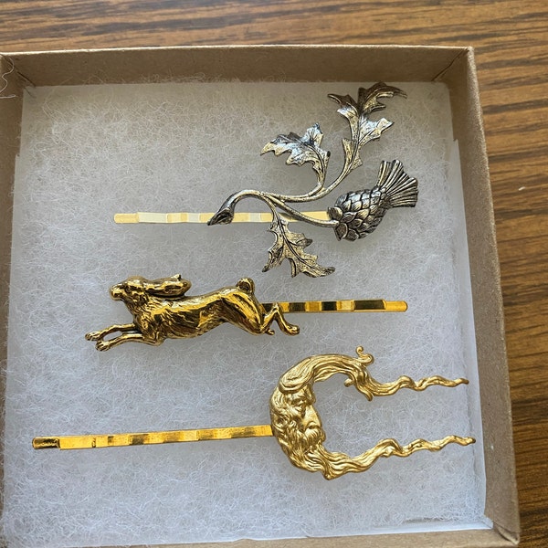 Rabbit Hair Pins, 24k Gold Plated, Set of Two, Bunny, Woodland, Bobby ...