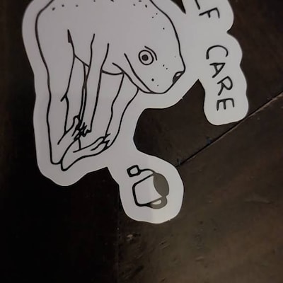 Funny Frog Self Care Sticker, Funny Frog Self Care Retro Sticker, Funny ...