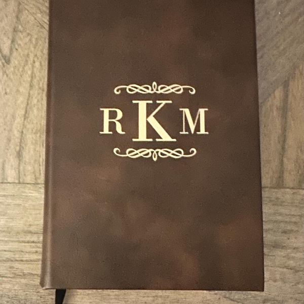 Monogrammed Journal With Lined Pages, Engraved Leather Journal ...