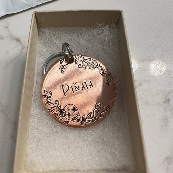 Wild & Beautiful Handstamped Hexagon Pet ID Tag Personalized Pet/dog ID ...