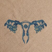 Uterus Embroidery Design Uterus in Flowers Embroidery Woman Feminist ...