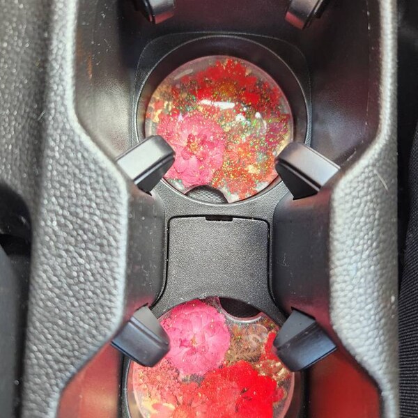 Pressed Flower Car Coasters, Set of 2, Floral Car Coasters, Car ...