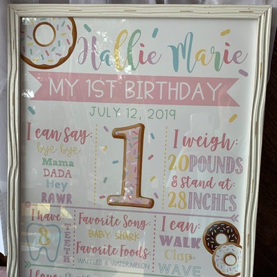 Donut 1st Birthday Sign, Donut First Birthday Poster, Donut First ...