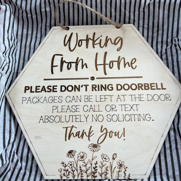 Working From Home Door Sign, Do Not Disturb Door Hanger, Zoom Meeting ...