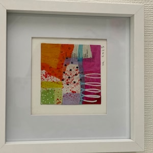 Miniature Collage Trees Landscape Painting, Unique Tiny Countryside ...