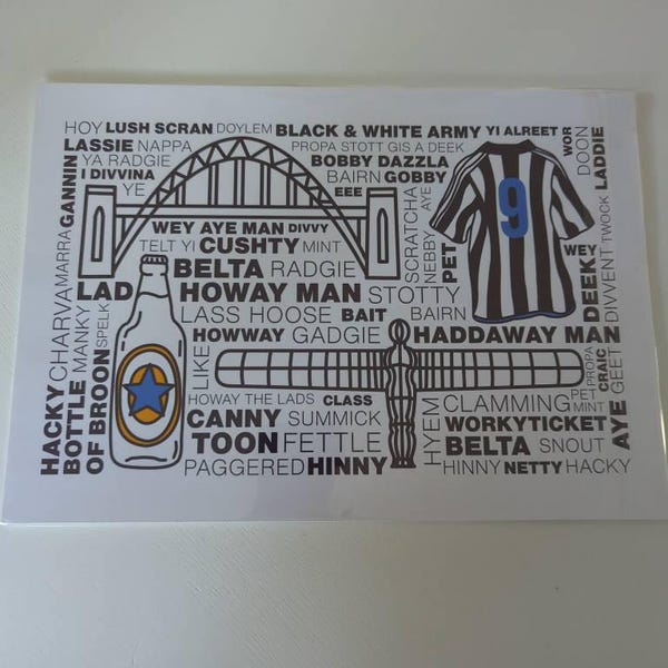 Geordie Words & Sayings Print - Unframed, Toon, Newcastle Upon Tyne ...