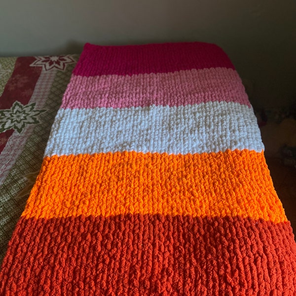Lesbian Flag Handmade Chunky Knit Blanket - Etsy