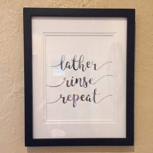 Beauty Salon Decor Lather Rinse Repeat Sign Foil Print Hair Salon Decor ...