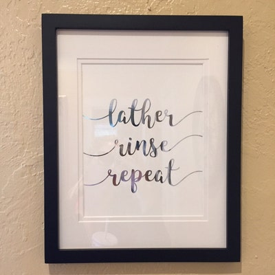 Beauty Salon Decor Lather Rinse Repeat Sign Foil Print Hair Salon Decor ...