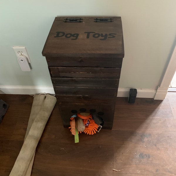 Wood Dog Toy Box / Wooden Dog Toys Storage Bin / Pet Toy Storage ...