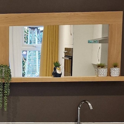 Beautiful Quality Rustic Wooden Mirror With Shelf - Etsy