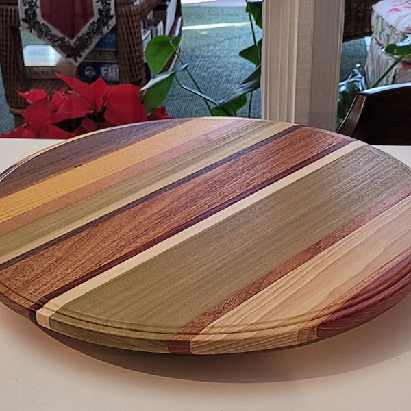Handmade Lazy Susan Turntable, Rustic Wood Lazy Susan, Wooden Serving ...