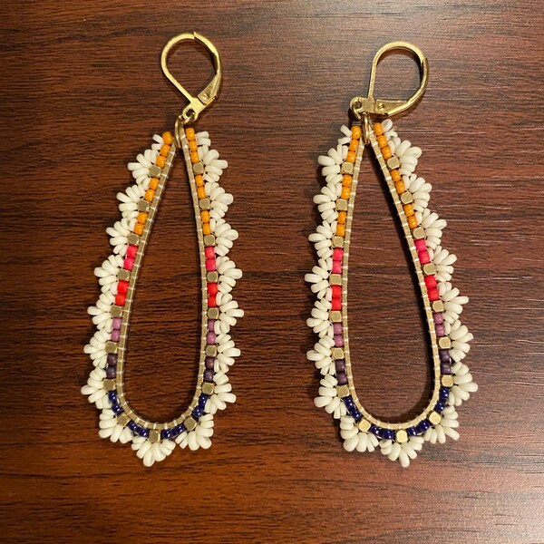 Seed Bead Earring Kit, MIDNIGHT WATERS Lotus Picot Beaded Moon Earring ...