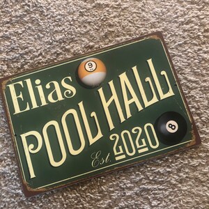 CUSTOM POOL HALL Sign Customizable Pool Hall Signs Vintage | Etsy UK