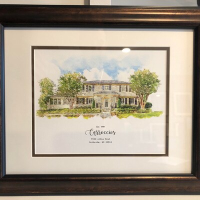 Custom House Drawing, House Illustration, Watercolor House Painting ...