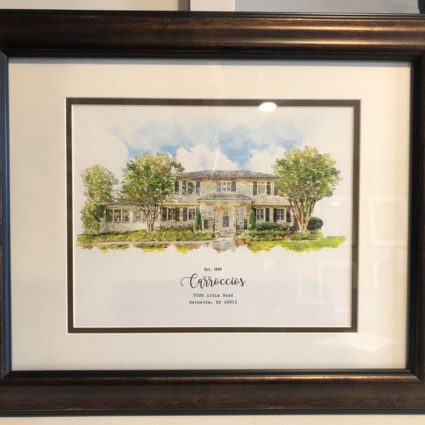 Custom House Drawing, House Illustration, Watercolor House Painting ...