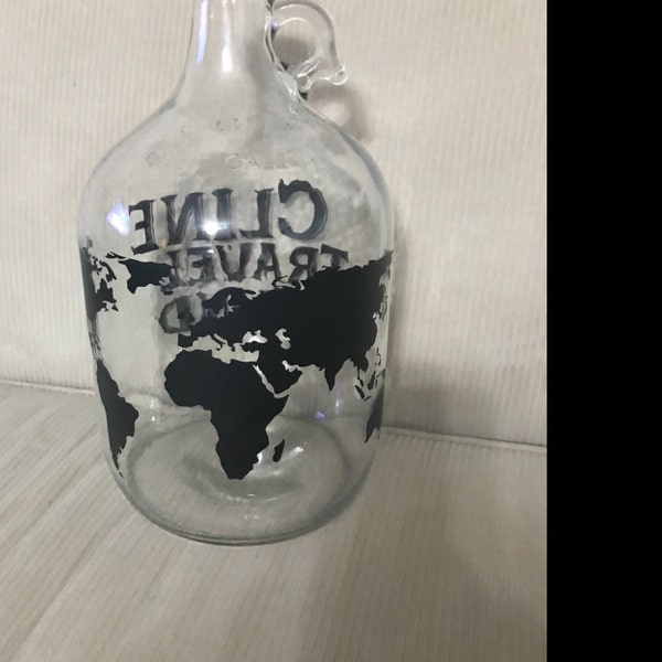 World Map Money Jar Travel Fund - 1 Gallon Glass Jug With World Map in ...