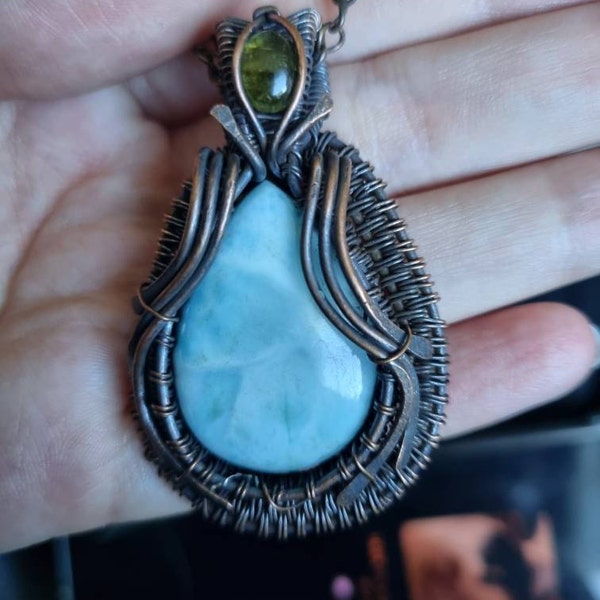 Aquamarine Copper Necklace/unique Holiday Gift for Women/crystal ...