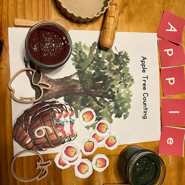 Apple Counting Math Game, Montessori Activity, Preschool Apple Math ...