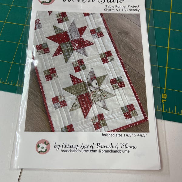 Woven Stars Table Runner Pattern From Branch & Blume*holiday Table Runner*table Runner Pattern ...