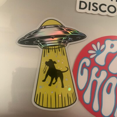 Flailing Cat / UFO Abduction Sticker Holographic Decal - Etsy