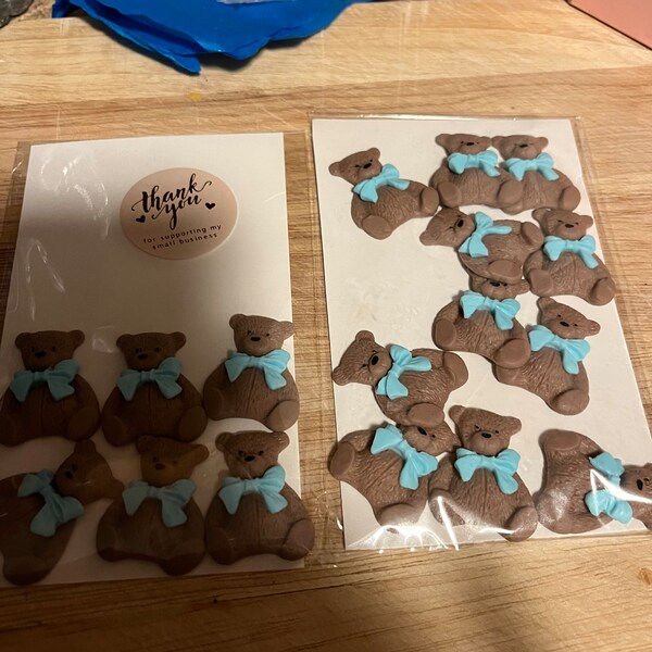 12pcs Fondant Edible Decorations, Bear With Bow Edible Treats ...