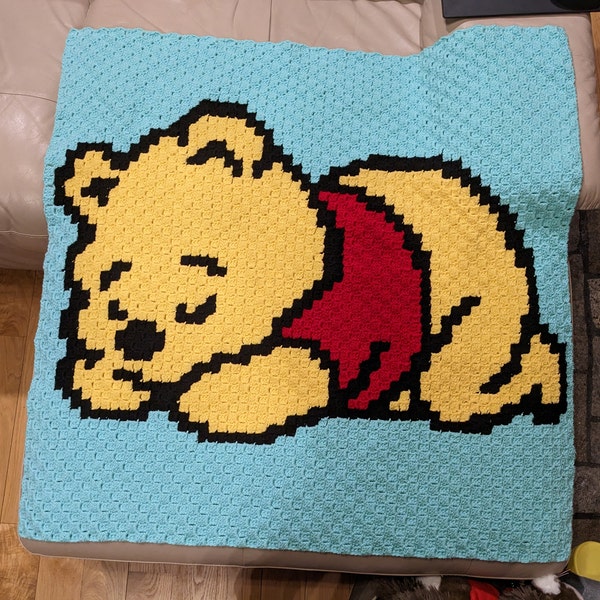 Pooh Sleeping C2C Corner to Corner Baby Afghan Blanket or Pillow PDF ...