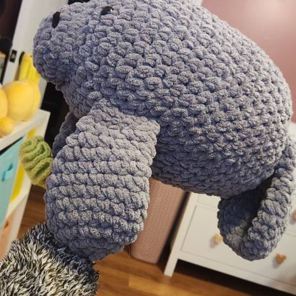 Crochet Hippo Plushie, Hippopotamus, Hippo Stuffed Animal, Chunky ...