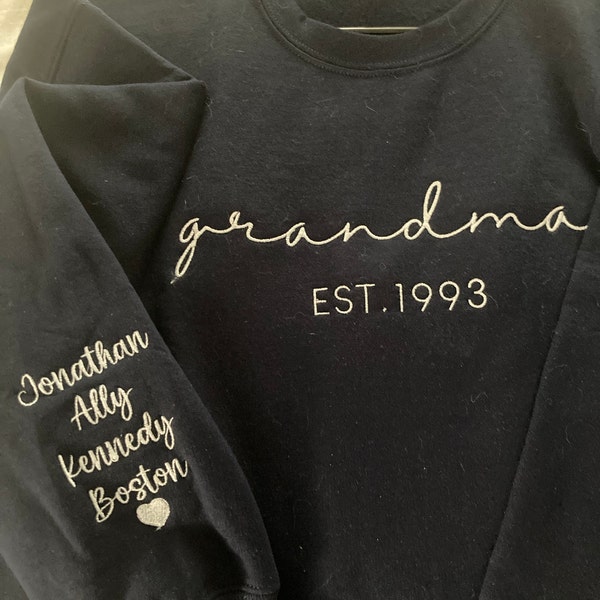 Custom Grandma Sweatshirt With Grandkids Names on Sleeve, Personalized ...