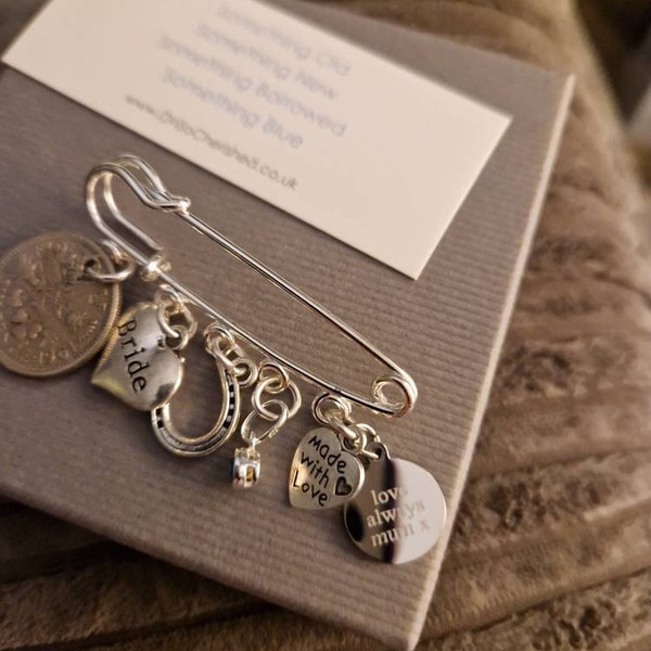 Personalised Wedding Bridal Pin | Something Old | New | Borrowed | Blue ...