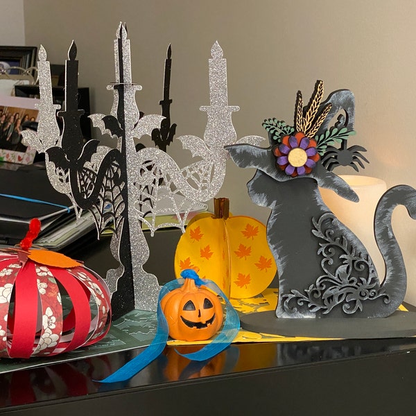 3D Halloween Candelabra, Skull Candelabra Decoration, Bat Candelabra ...