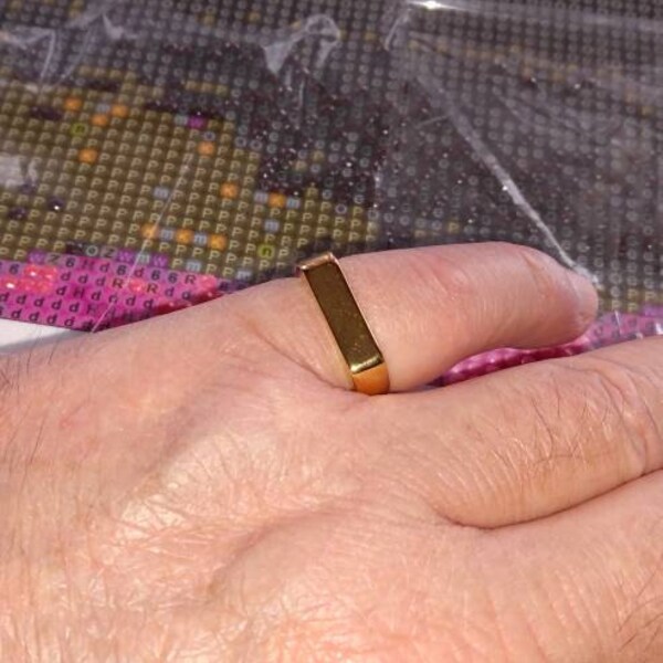 Men’s 18K Gold Plated Flat Top Statement Bold Stackable Ring ...