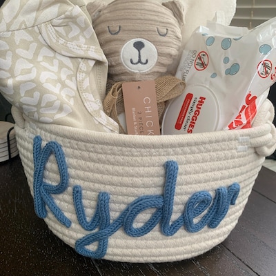 Personalized Handmade Basket Baby Gift Baby Shower Gift Baby Basket I ...