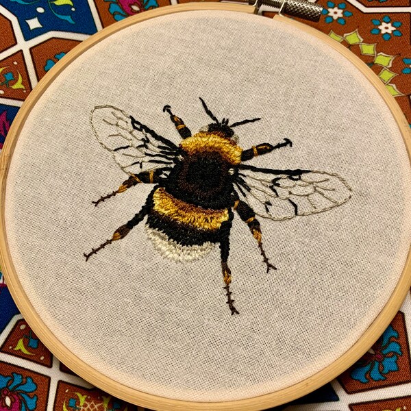 Bee: Hand Embroidery Pattern. Thread Painting Tutorial. PDF Digital ...