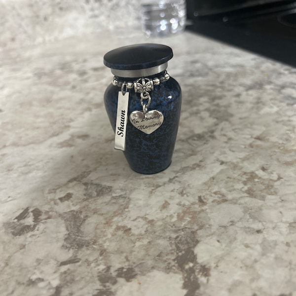 In Loving Memory Blue Heart Keepsake Urn - Love Charms® Engraving ...