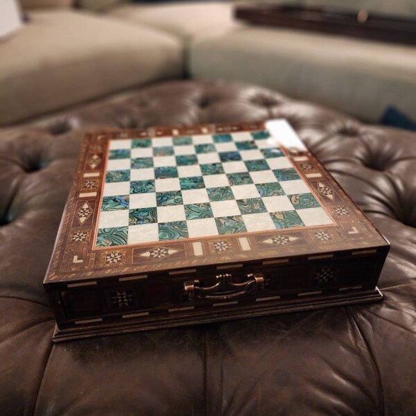 Luxury Chess Set, Handmade Wooden Chess Board With Metal Theme Chess ...