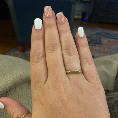 14K Gold Simple Rectangle Ring, Personalized Rectangle Ring, Custom ...