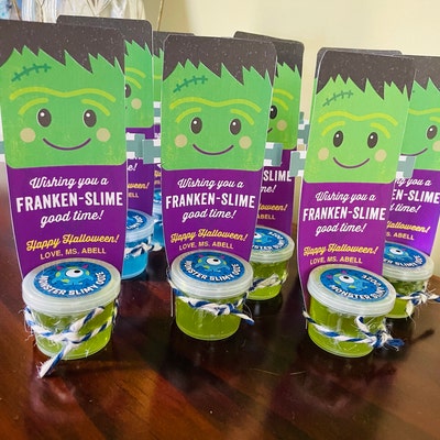 Franken-slime Halloween Treat Printable Tag, Classroom Halloween Treat ...