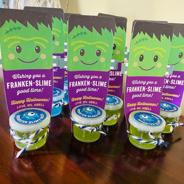 Franken-slime Halloween Treat Printable Tag, Classroom Halloween Treat ...