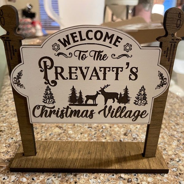 Personalized Christmas Village Sign, Welcome to Our Village Sign ...