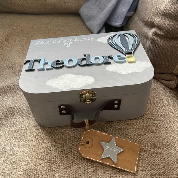 Baby Girl Keepsake Box, Girl Memory Box, Childrens Wooden Suitcase Box ...