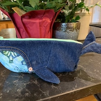 Sewing Pattern Pencil Case, Whale Sewing Project, Upcycle Jeans Idea ...